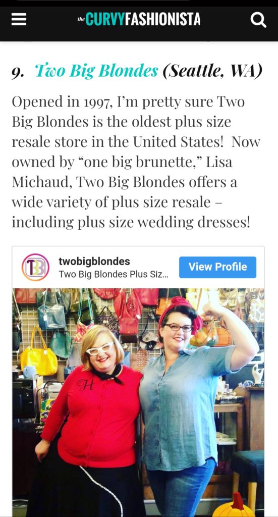 Two Big Blondes – Plus Size Consignment in Seattle